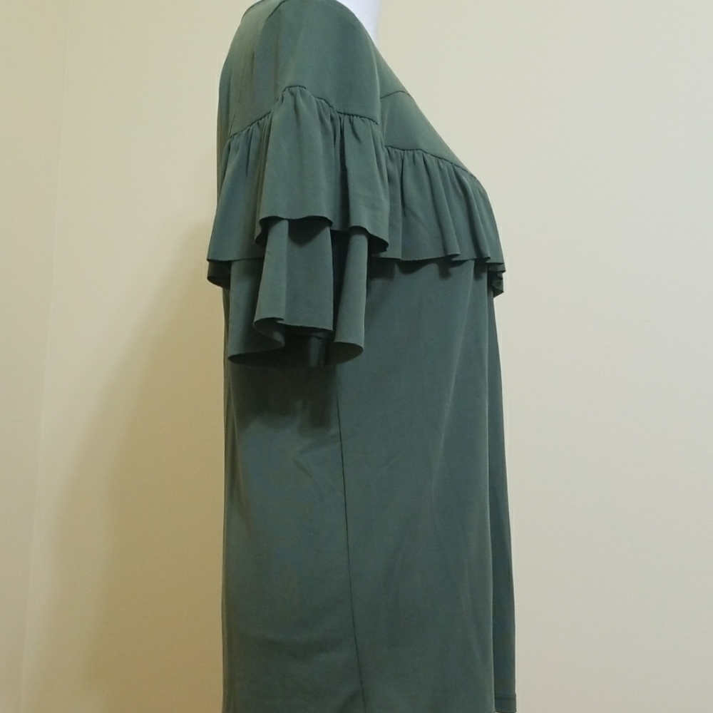 Olive Green Ruffle Blouse - Gem